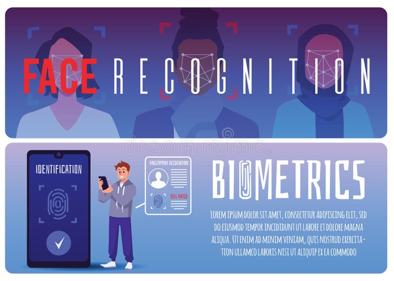 Set of Website Banner Templates about Biometrics and Face Recognition ...