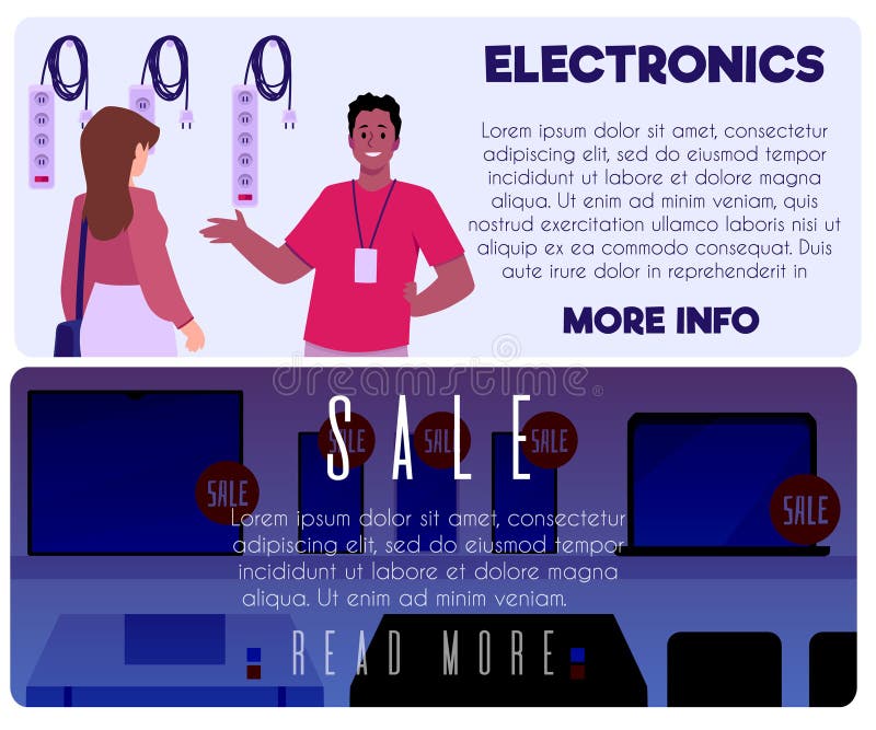 Set of Website Banner Templates about Electronic Shop Flat Style Stock ...