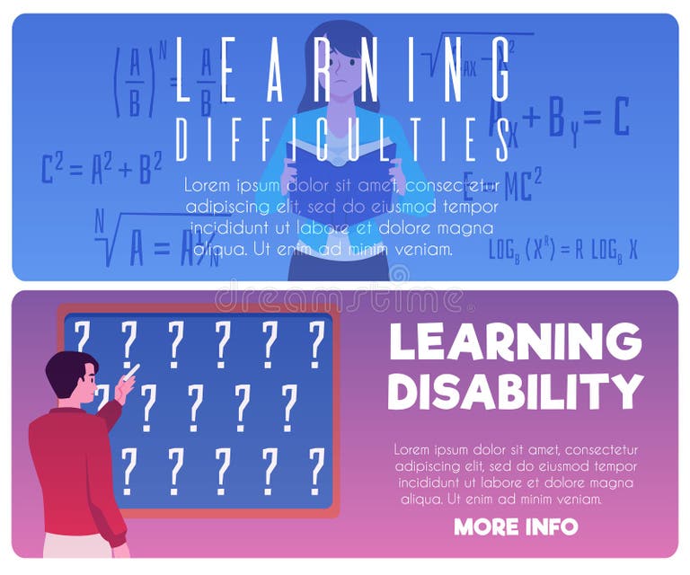 Set of Website Banner Templates about Learning Difficulties and ...