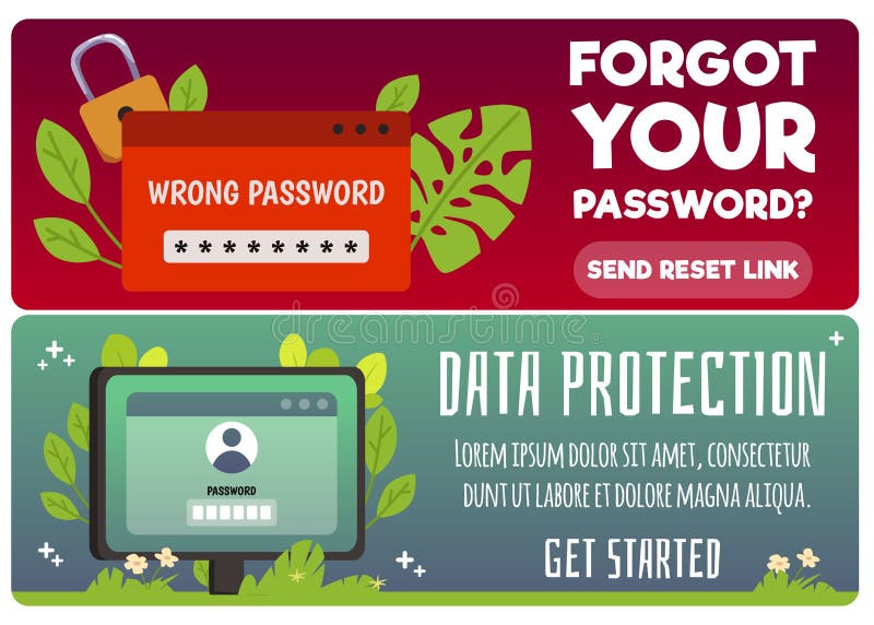 Set of Website Banner Templates about Passwords and Data Protection ...