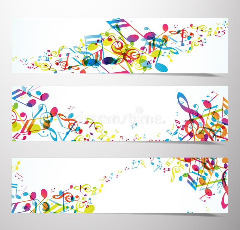 Set of Website Banners with Colorful Music Notes. Stock Vector ...