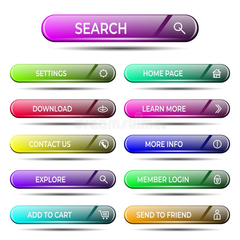 Set Website Button stock vector. Illustration of brand - 223985274