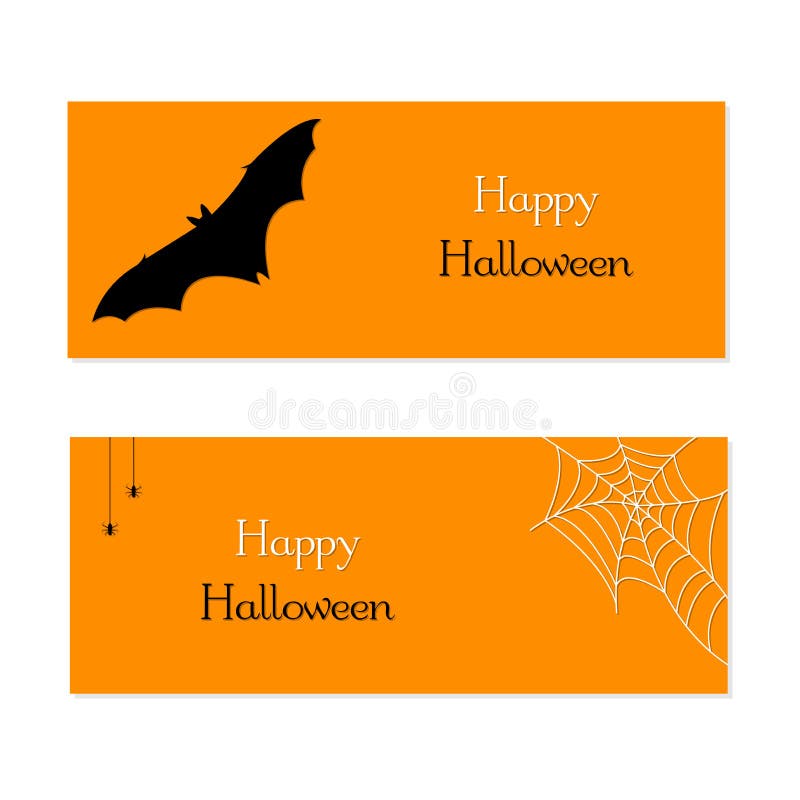 Set of Website Headers or Banner Designs for Happy Halloween with Bats ...