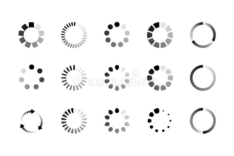 Set Of Website Loading Icon Circle Buffer Loader Or Preloader Download Or Upload Status Icon