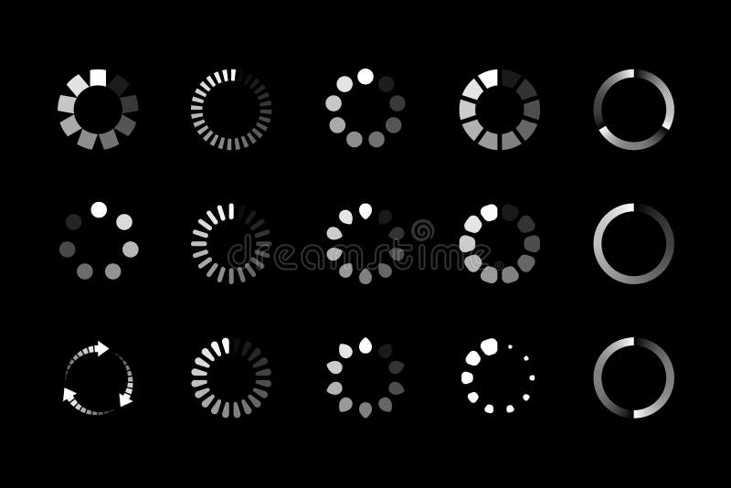 Set of Website Loading Icon. Circle Buffer Loader or Preloader. Download or Upload Status Icon ...