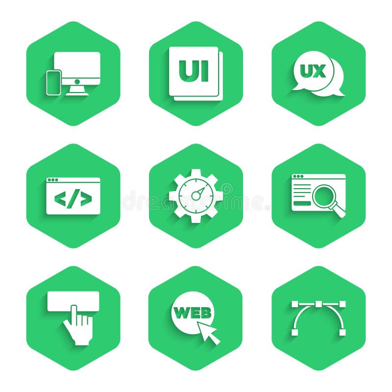 Set Website Statistic And Graphic Design Bezier Curve Ui Or Ux Keyboard Front End