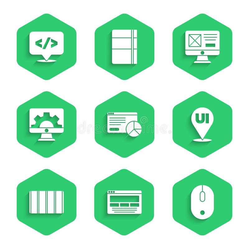 Set Website Statistic, UI or UX Design, Computer Mouse, Color Palette Guide, Development, and ...