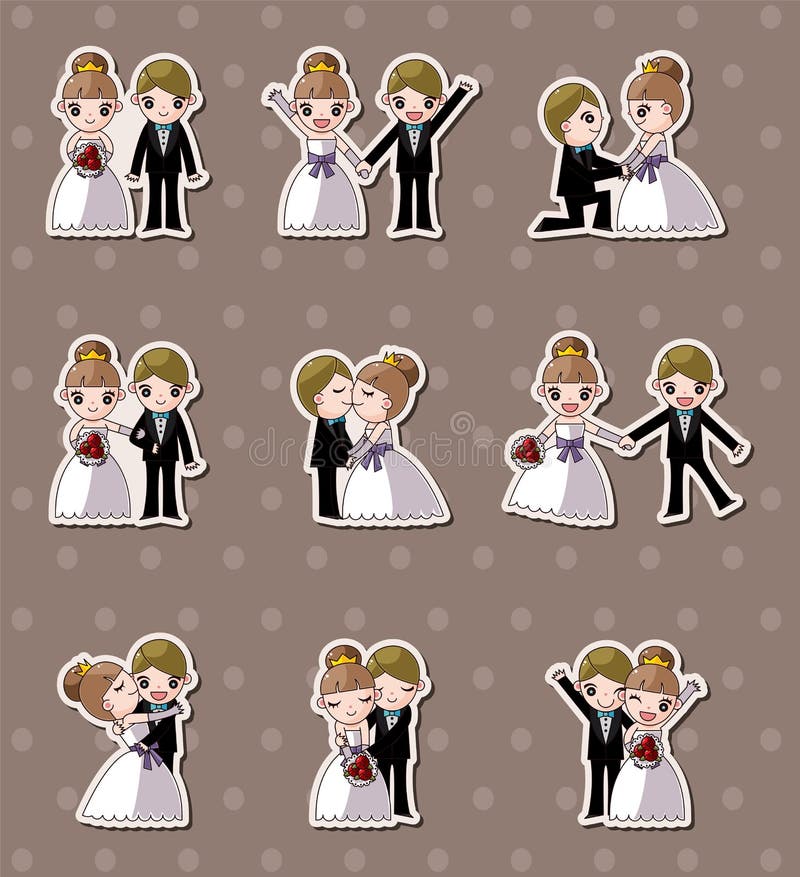 Cute Toon Wedding Couple - 1 Stock Illustration - Illustration of ...