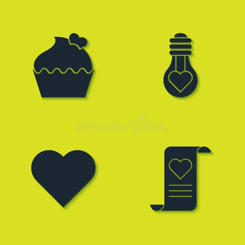 Set Wedding Cake with Heart, Envelope Valentine, Heart and Shape Light ...