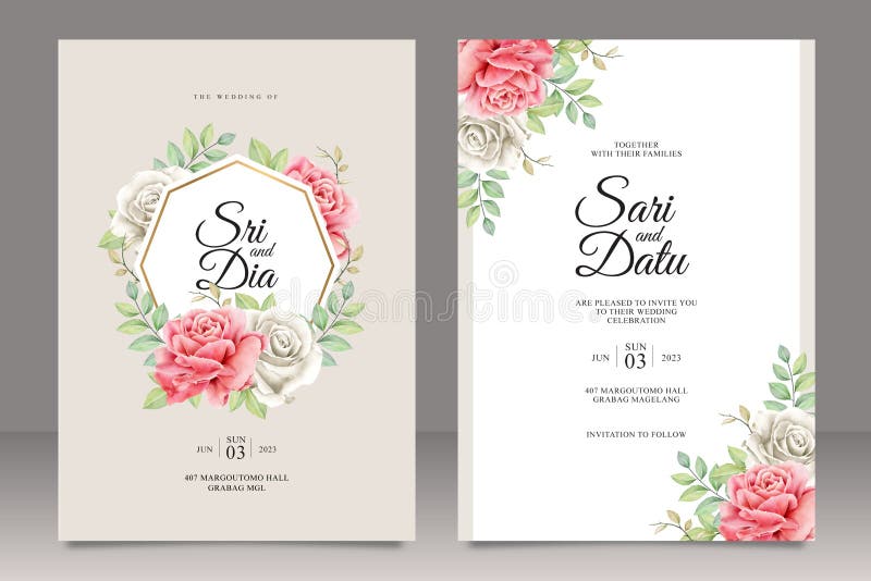 Set of Wedding Card Template with Floral Frame Multi Purpose Stock ...