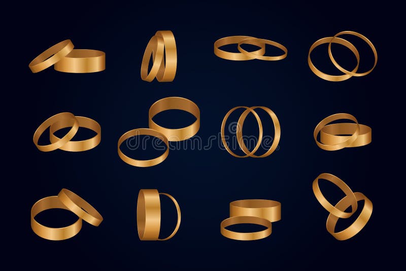 Set of Wedding Gold Rings. Vector Illustration Stock Vector ...