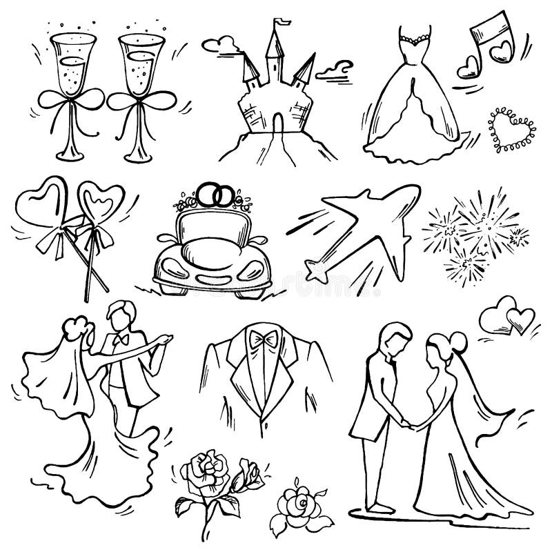 Set of wedding icon stock vector. Illustration of bridal - 54734365