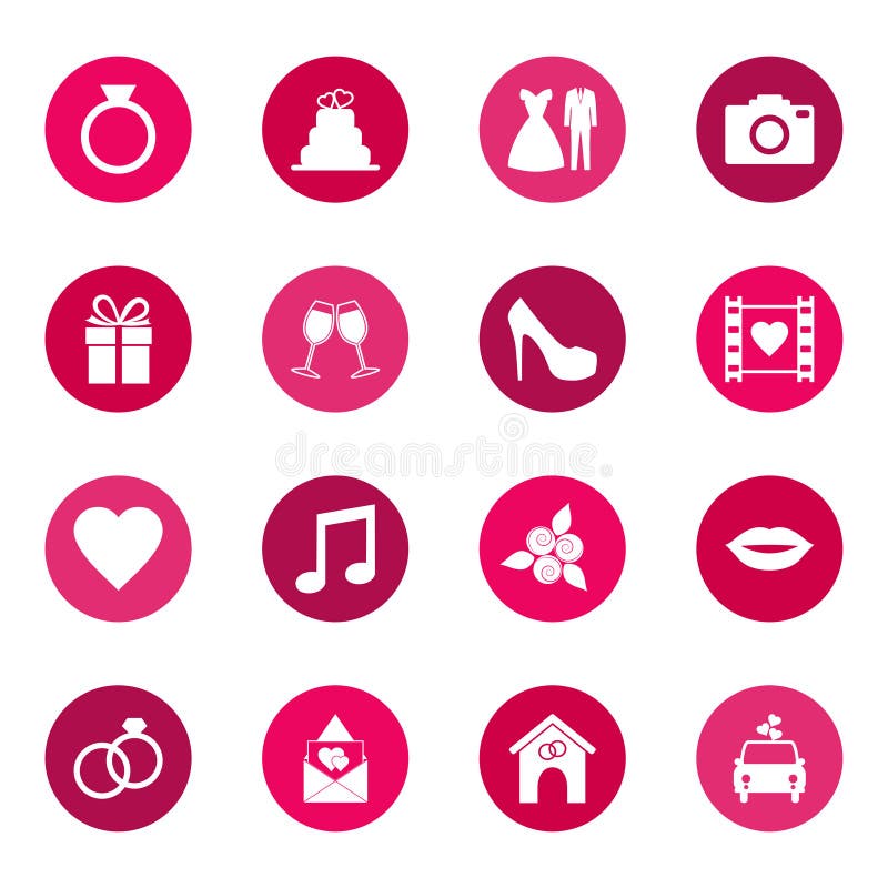 Set of Wedding Icons on Color Background, Illustration Stock Vector ...