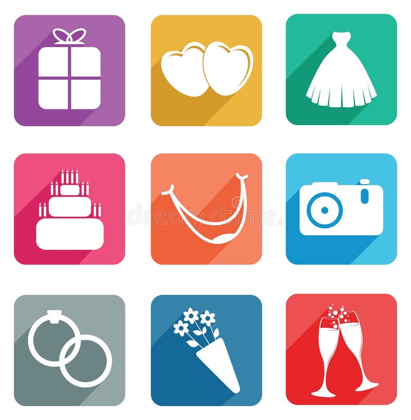 Set of wedding icons stock vector. Illustration of button - 44289139