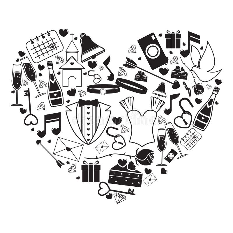 Set of Wedding Icons. Vector Illustration Decorative Design Stock ...