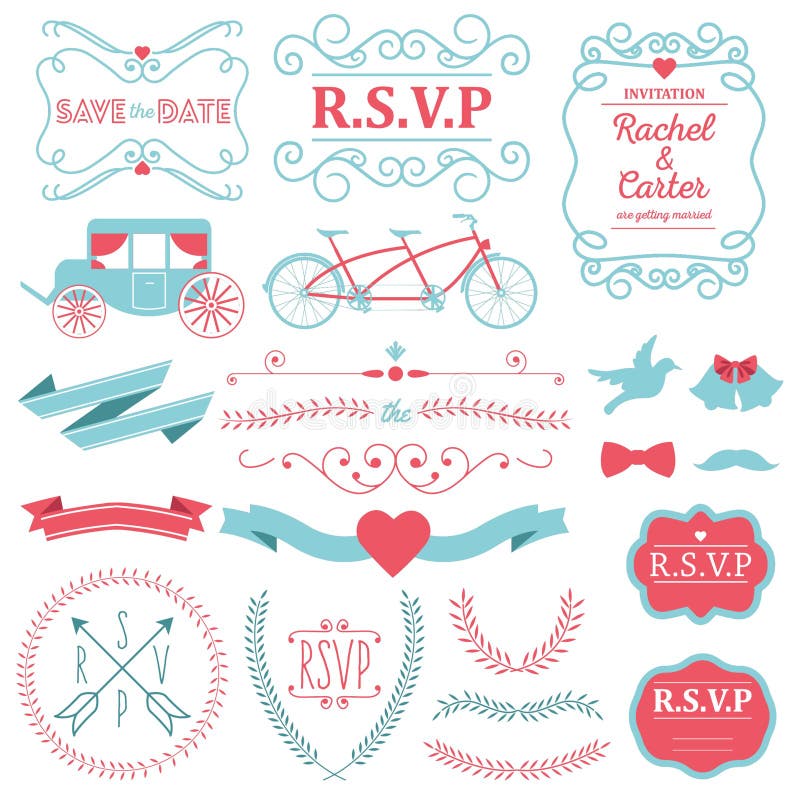 Set of Wedding Invitation Designs. Vector Illustration Decorative ...