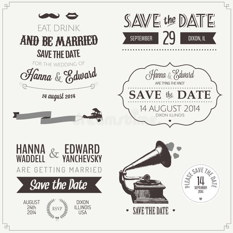 Set of Wedding Invitation Typographic Elements Stock Vector ...