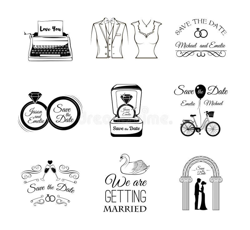 Set of Wedding Invitation Vintage Design Elements, Badges and Labels ...