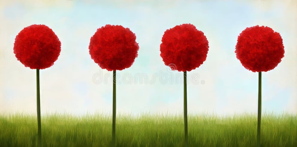 Set of Wedding Invitations Featuring a Watercolor Landscape of Spring ...