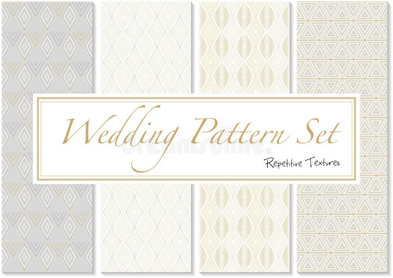 Set of Wedding Patterns in Gold and White Colors Stock Vector ...