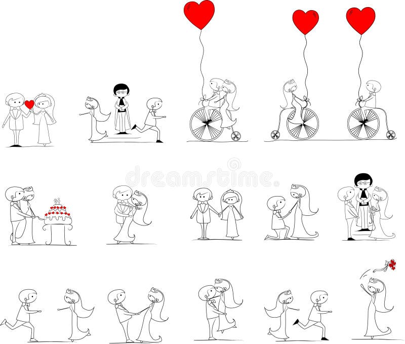 Wedding Couple Stickman Bride and Groom Stock Vector - Illustration of ...