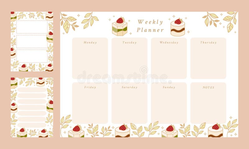 Set of Weekly Planner, daily To Do List, Notepad Templates, School ...