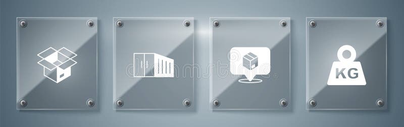 Set Weight, Location with Cardboard Box, Container and Unboxing. Square ...