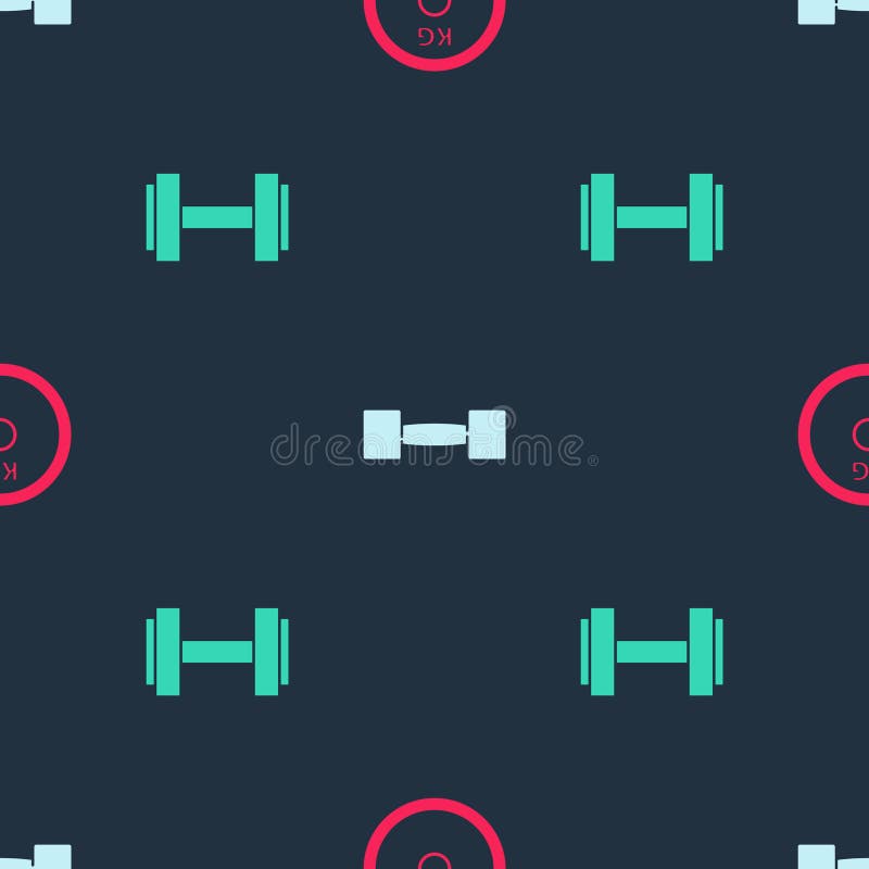 Set Weight Plate, Dumbbell and on Seamless Pattern. Vector Stock Vector ...
