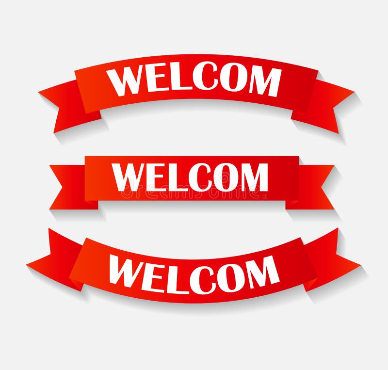Set of Welcom Ribbon Vector Illustration Stock Vector - Illustration of ...