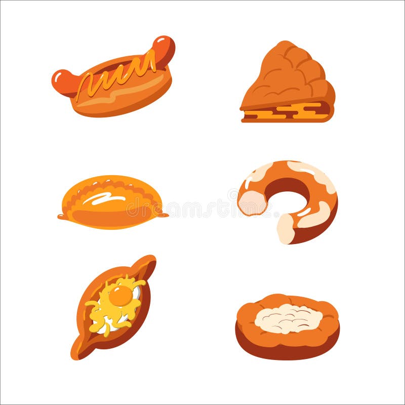 The Set of Well-done Pastries. Elements for Design of a Bakery. Free ...