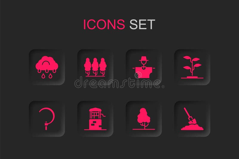 Set Well, Fruit Trees, Cloud with Rain, Sprout, Shovel the Ground ...