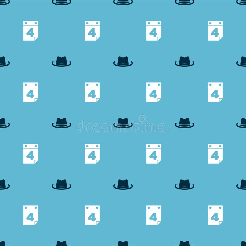 Set Western Cowboy Hat and Calendar with Date July 4 on Seamless ...