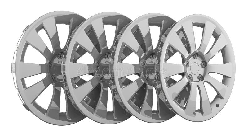 Set of Wheel Covers, Hubcaps. 3D Rendering Stock Illustration ...