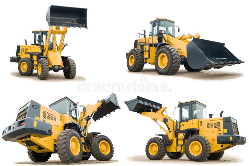 Set of Wheel Loaders Isolated Stock Image - Image of equipment ...