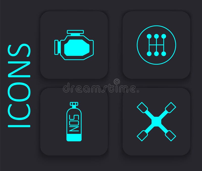 Set Wheel Wrench, Check Engine, Gear Shifter and Nitrous Oxide Icon ...