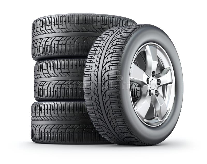 Set of Wheels with Alloy Rims Stock Illustration - Illustration of ...