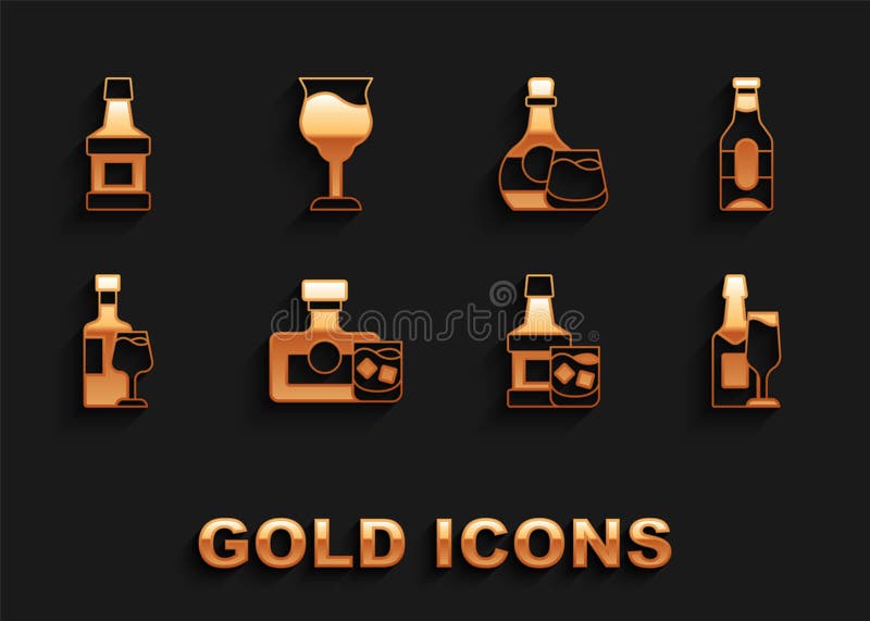 Set Whiskey Bottle and Glass, Beer, Champagne, Wine with, and Icon ... Set Whiskey Bottle and Glass, Beer, Champagne, Wine with, and Icon ...