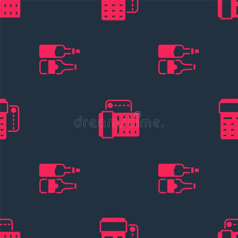 Set Whiskey Bottle and POS Terminal with Credit Card on Seamless ...