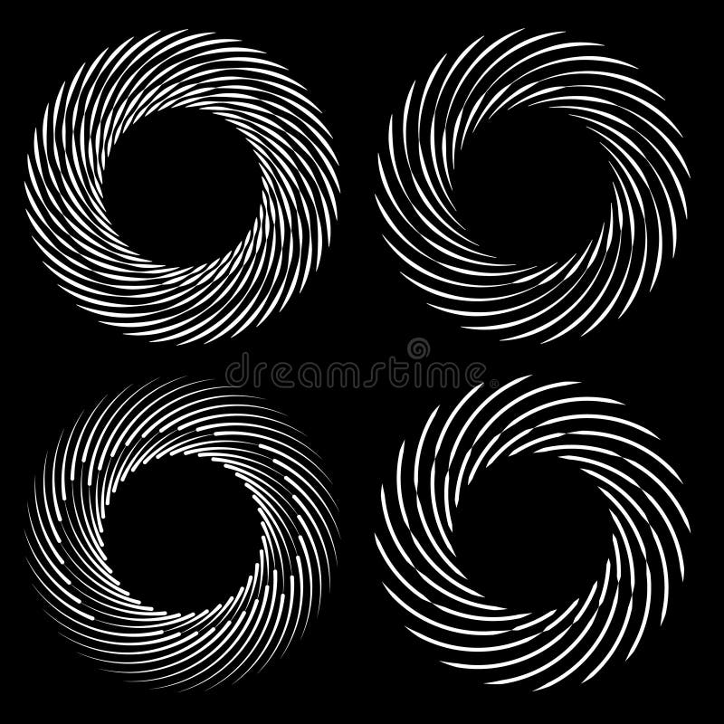 Set of White Abstract Curvy Vector Stripes in Round Form Stock Vector ...