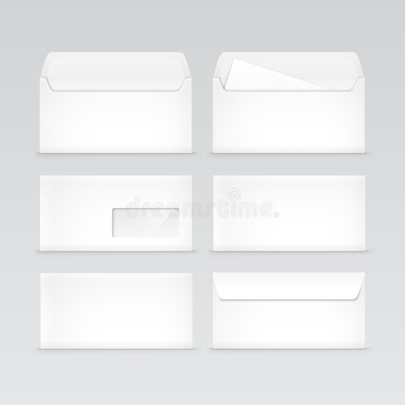 Set of White Blank Envelopes Isolated Stock Vector - Illustration of ...
