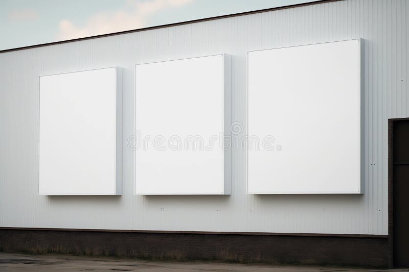 Set of White Blank Neon Box Mockup on the Wall, Generative AI Stock ...
