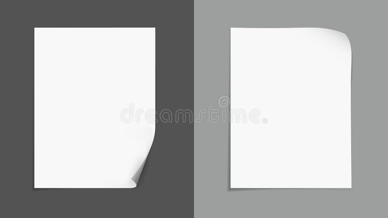 Set of White Blank Note, Notebook Paper with Folded Corners are on Dark ...
