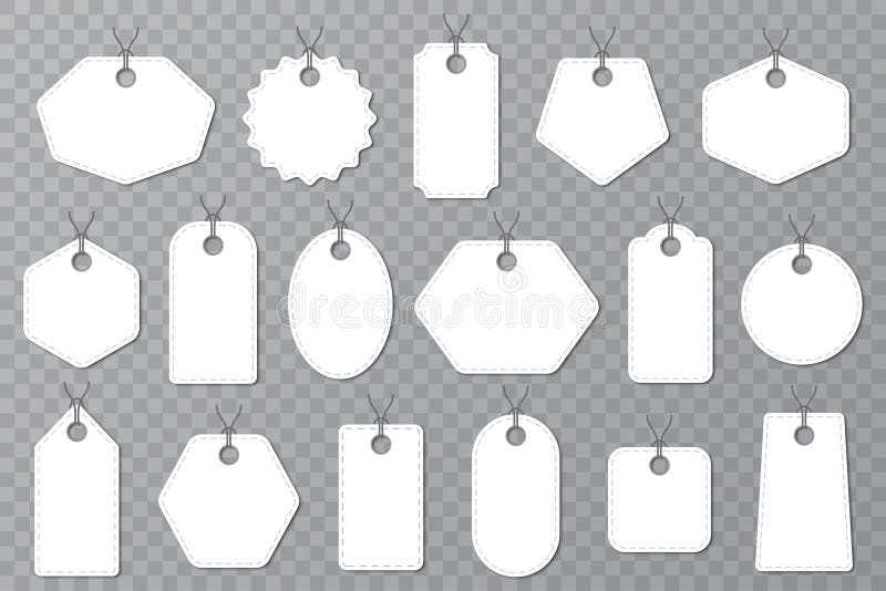 Set of White Blank Tag Labels Mockup. Template of Tag Labels Stock ...