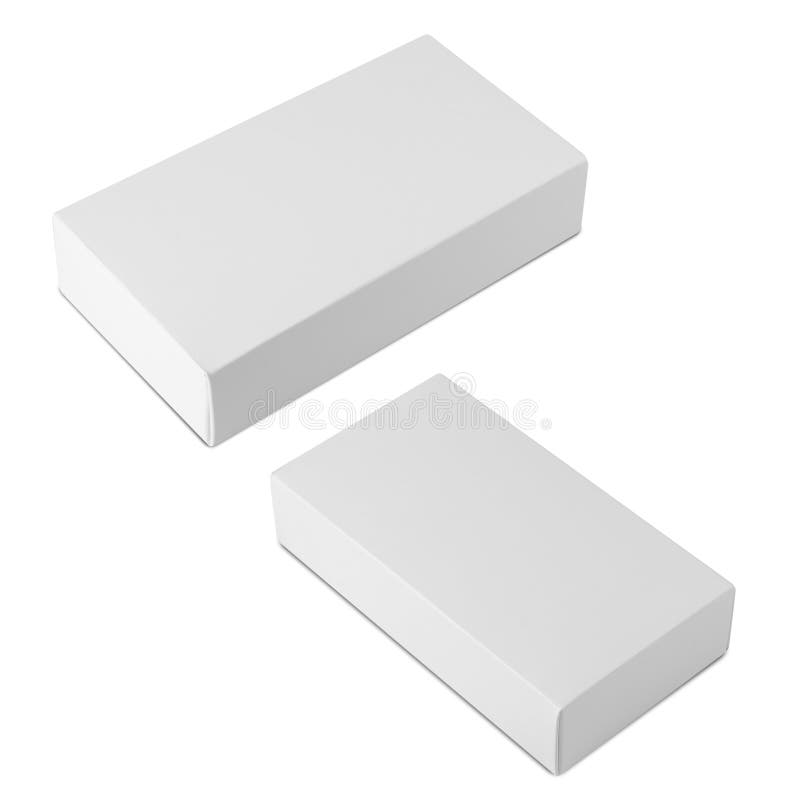 Set of White Box Tall Shape Product Packaging in Side View and Front ...