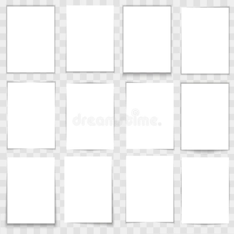 Set of White Box Paper with Different Shadow Effect. Vector. Stock ...