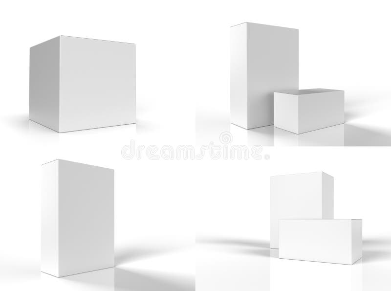 Set of White Box Tall Shape Product Packaging in Side View and Front ...
