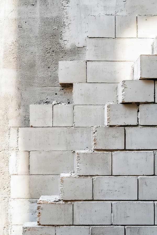 A Set of White Brick Steps in a Concrete Wall Stock Photo - Image of ...
