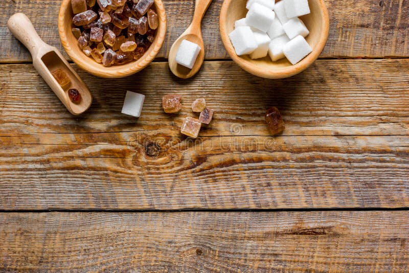 Set of White and Brown Sugar on Wooden Table Stock Image - Image of ...