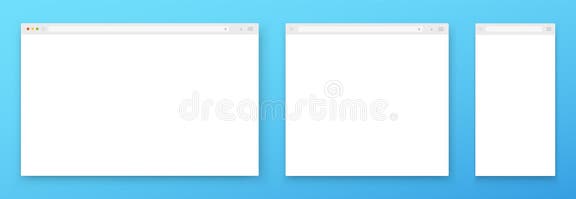 A Set of White Browser Windows of Different Shapes on a Blue Background ...