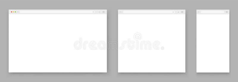 Browser Windows. a Set of Realistic Empty Browser Windows in White and Gray with a Toolbar, a ...